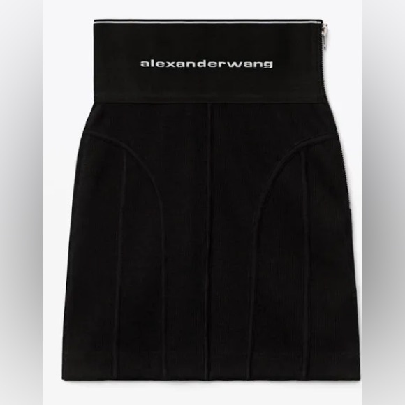 Alexander Wang | Skirts | Logo Elastic Mini Skirt In Ribbed Jersey | Poshmark